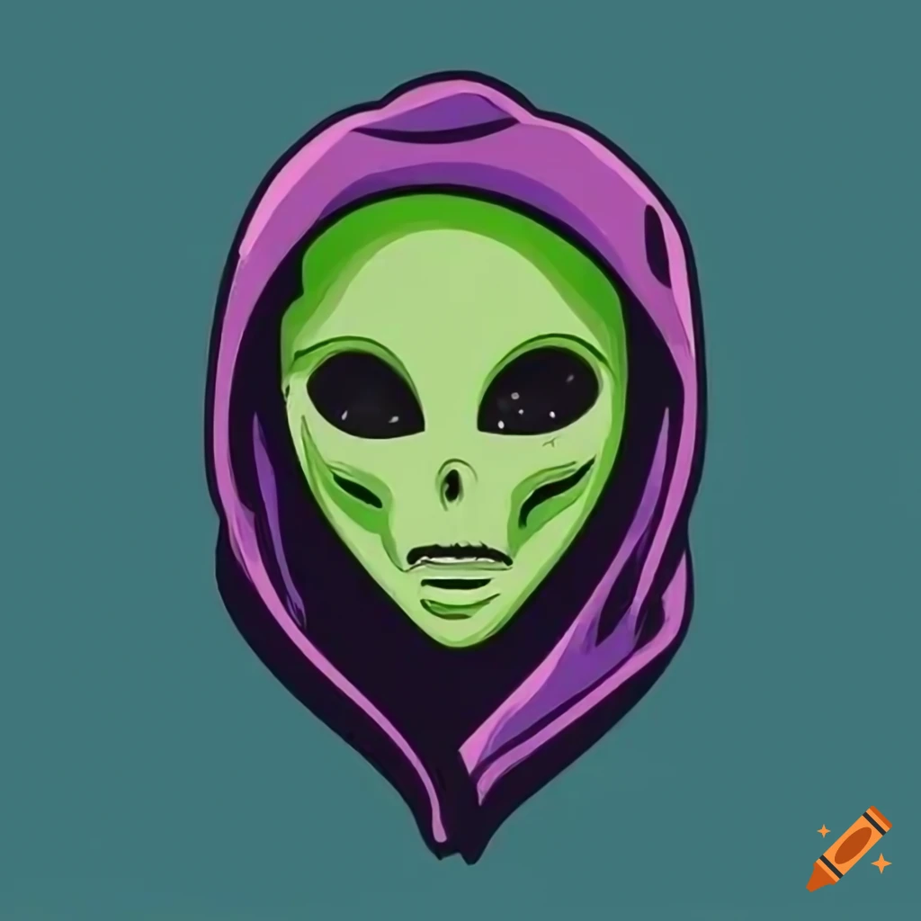 Flat style alien wearing a hoodie