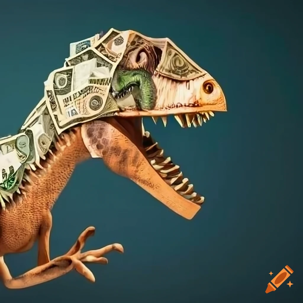 Money dinosaur sculpture
