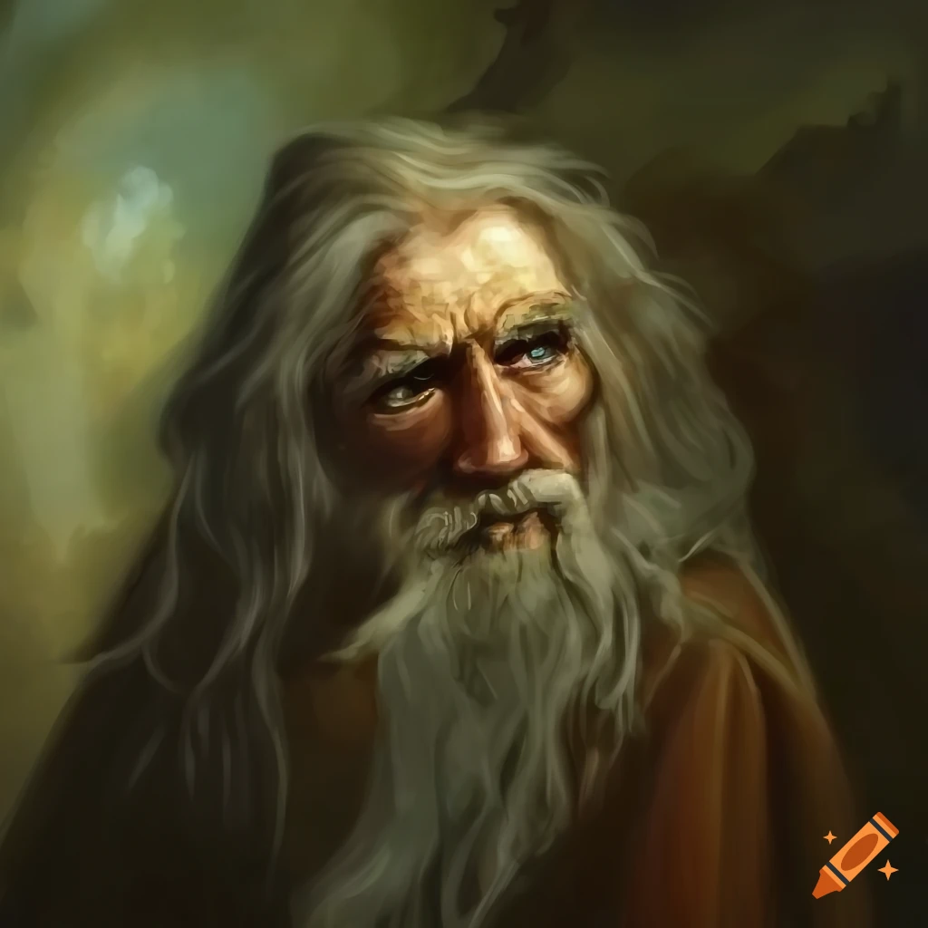 Painting of an old wizard smoking a pipe on Craiyon