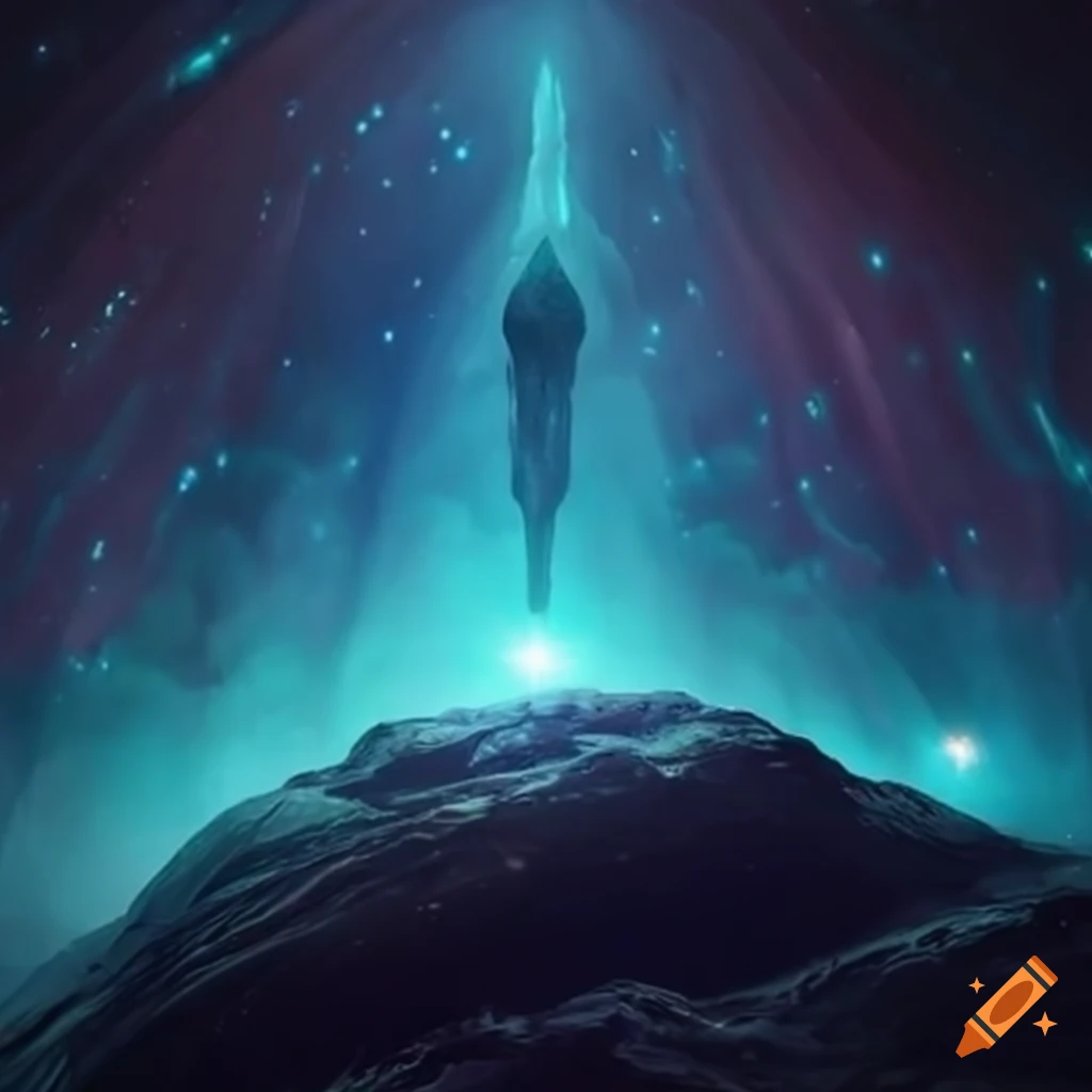 Cosmic cave under a space portal on Craiyon