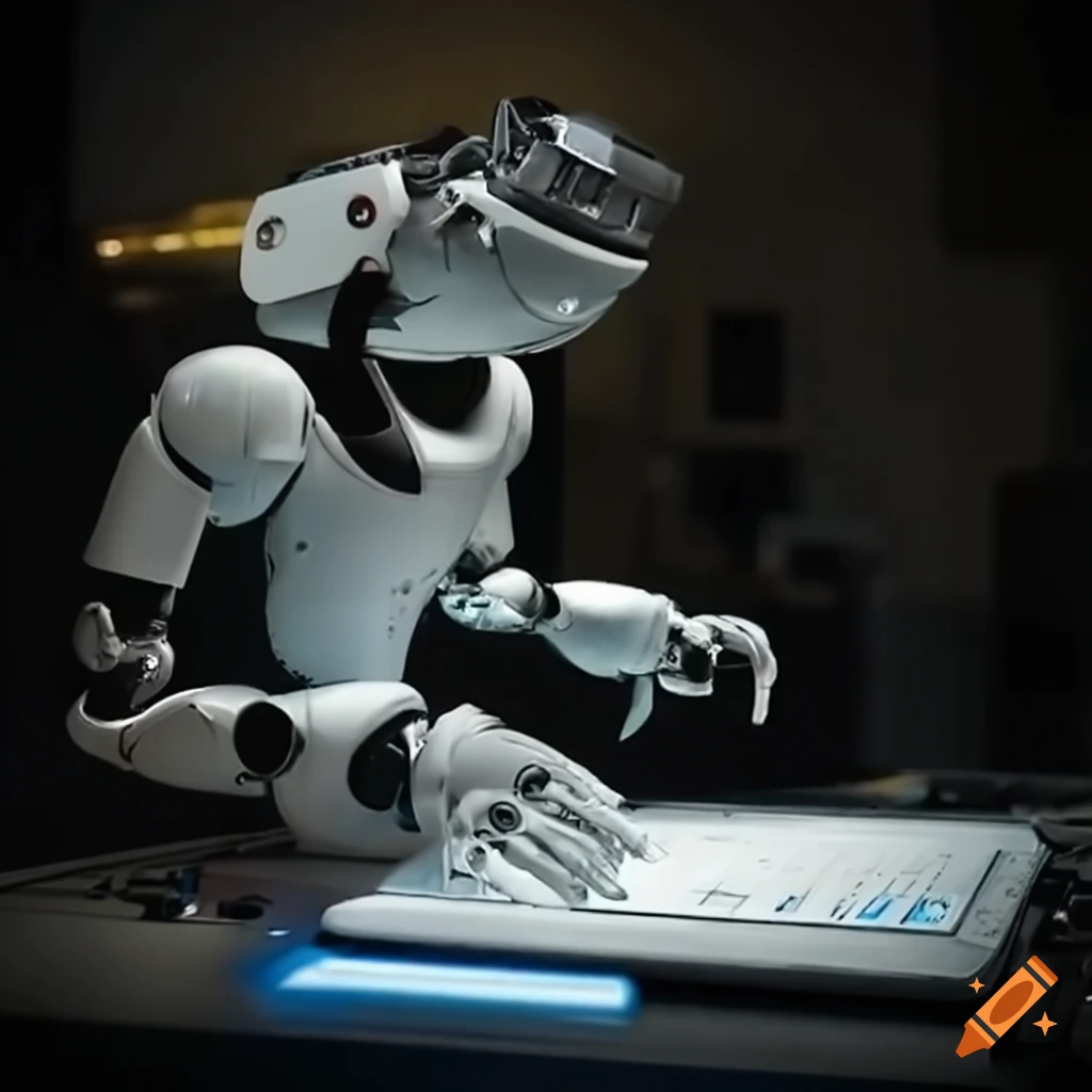 Image of a task-performing robot on Craiyon