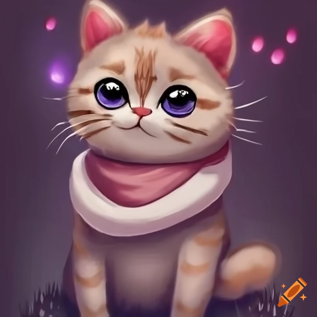 Cartoon cat wearing a scarf