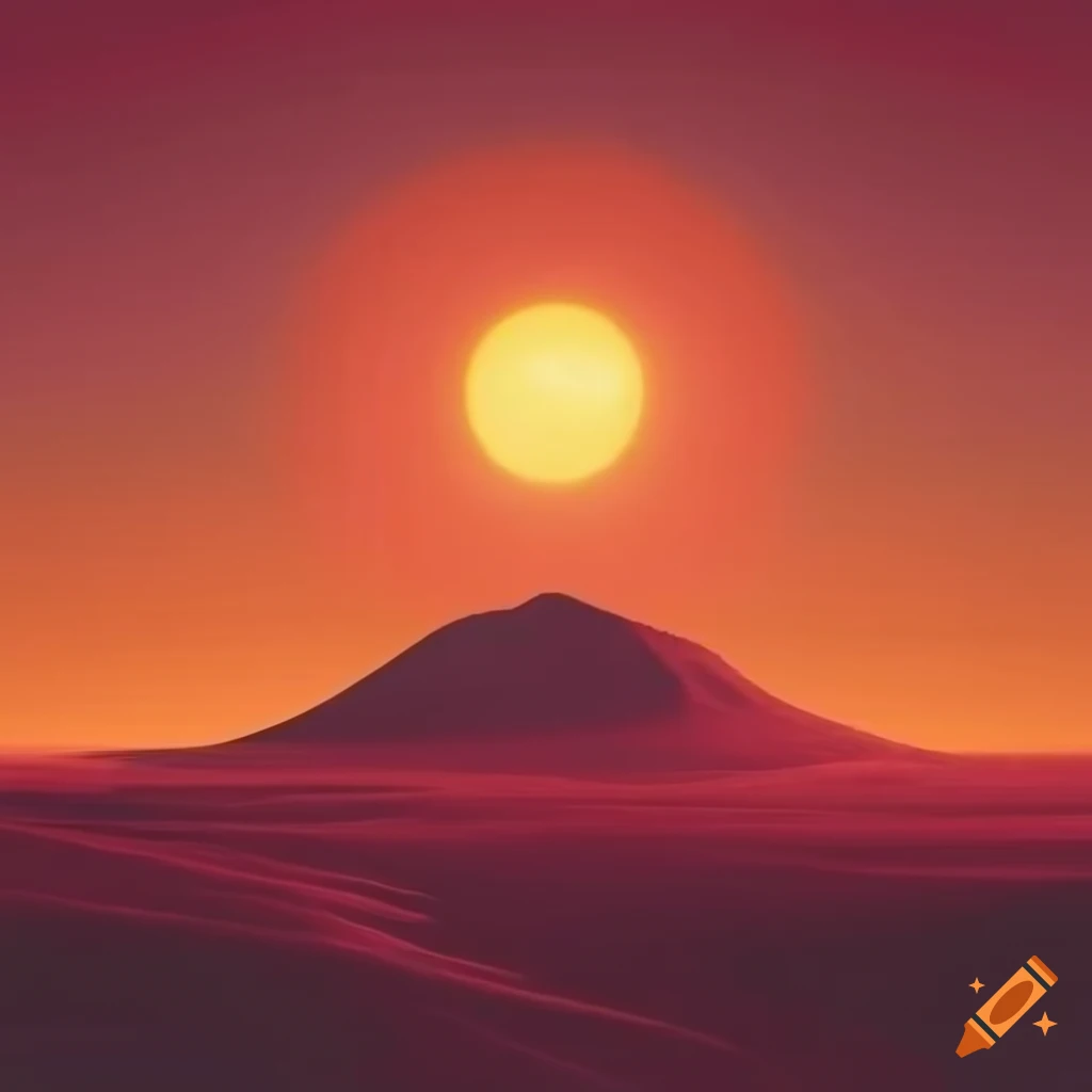 Album cover with a vibrant desert landscape on Craiyon