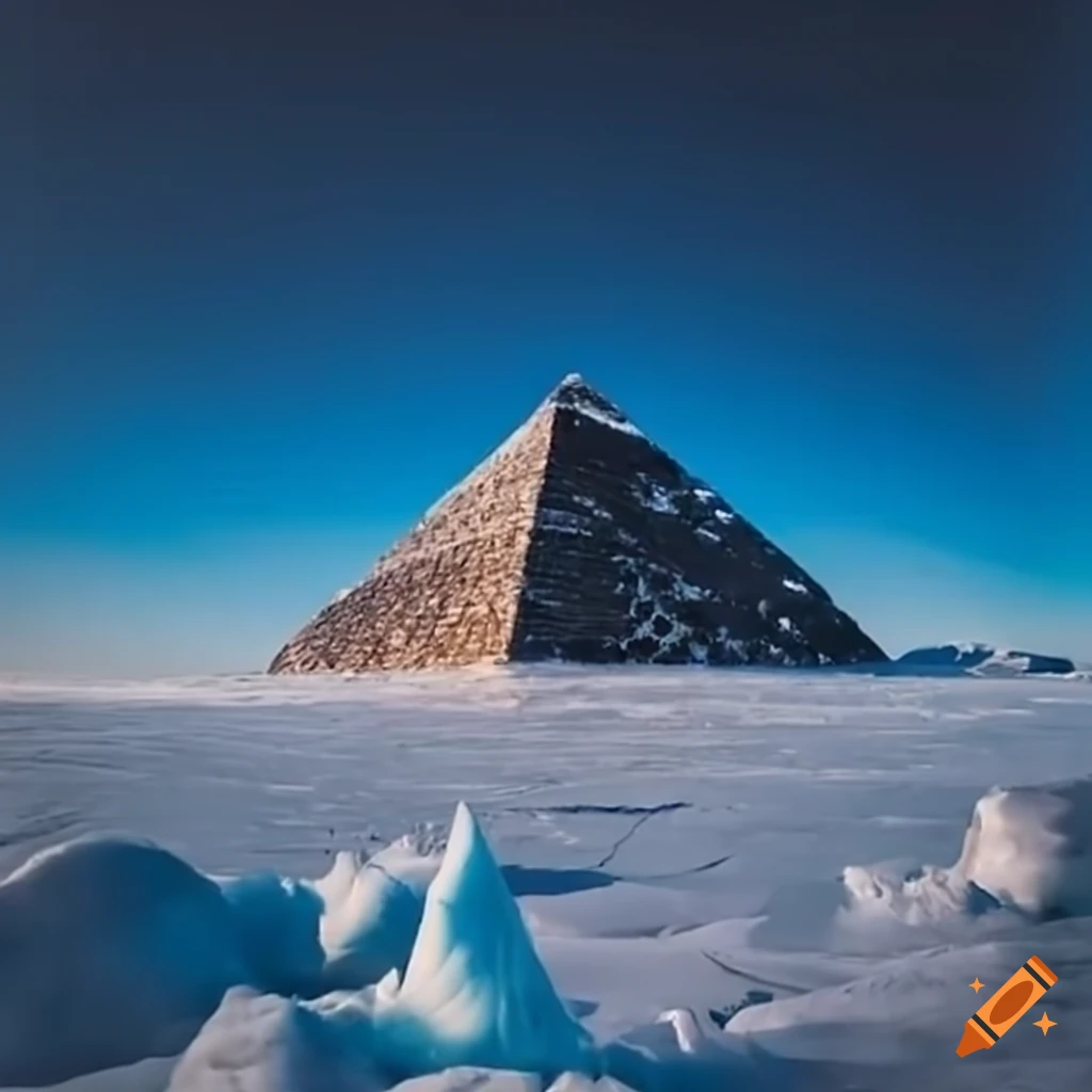 Ice pyramid under a dark sky on Craiyon