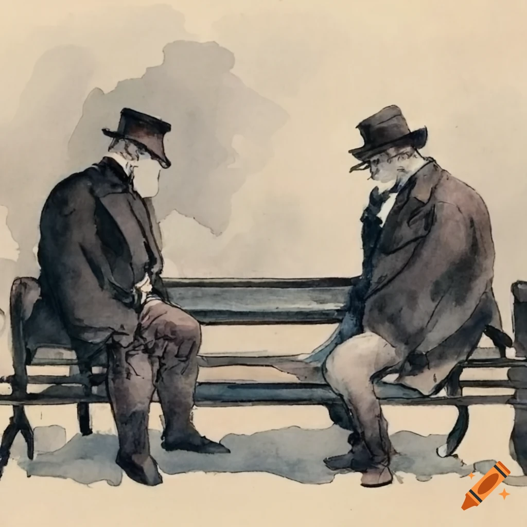 Illustration poster of a beggar on park promenade on Craiyon