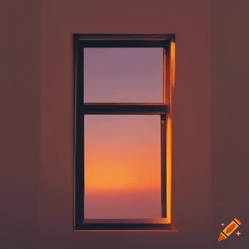 Minimalist art of a sunset through a window