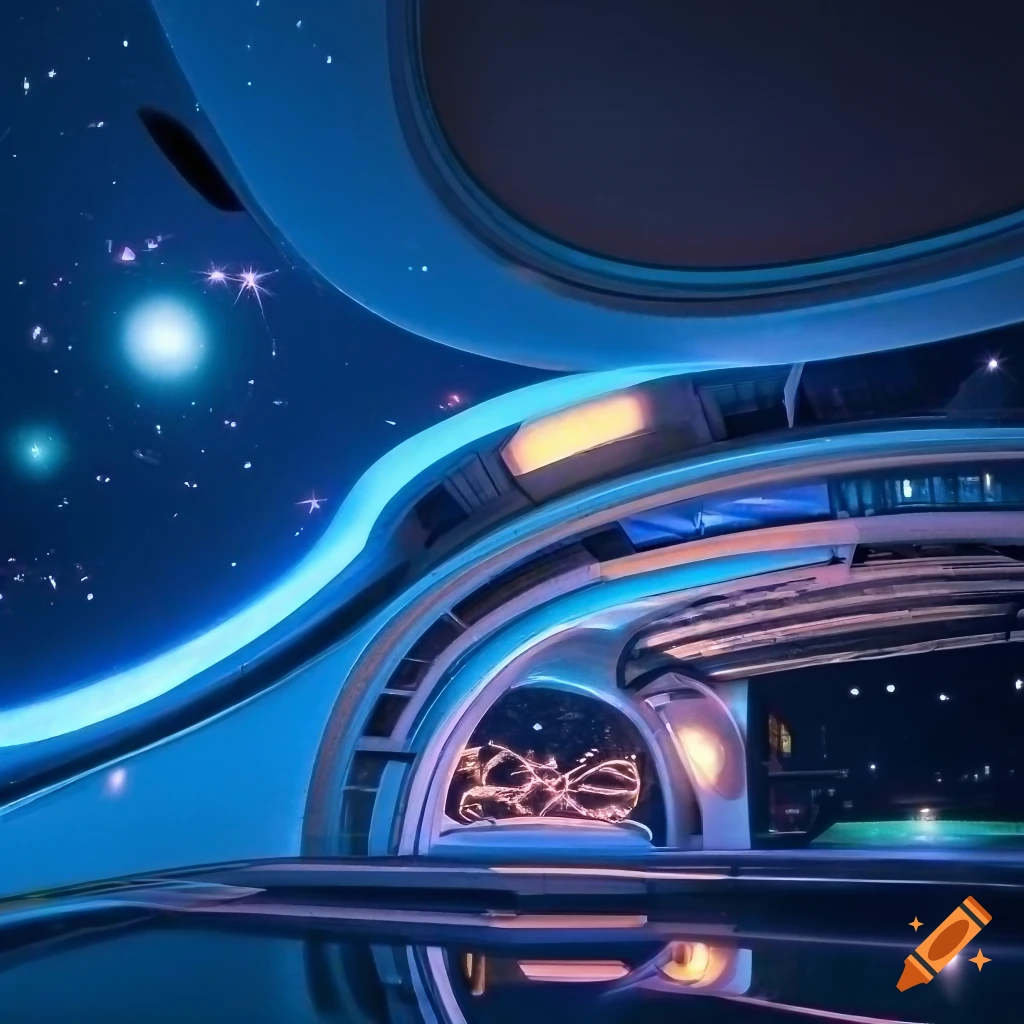 Futuristic home interior with glowing lights on Craiyon