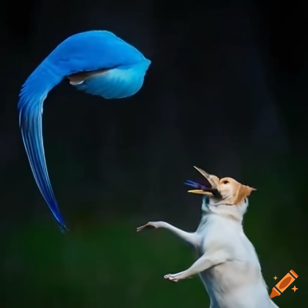 Digital art of elon musk merged with a dog and a blue bird
