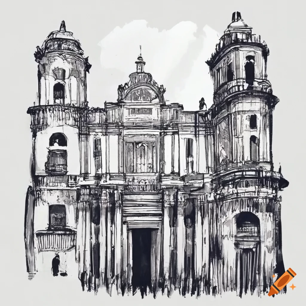 Pencil drawing of havana's colonial city on Craiyon