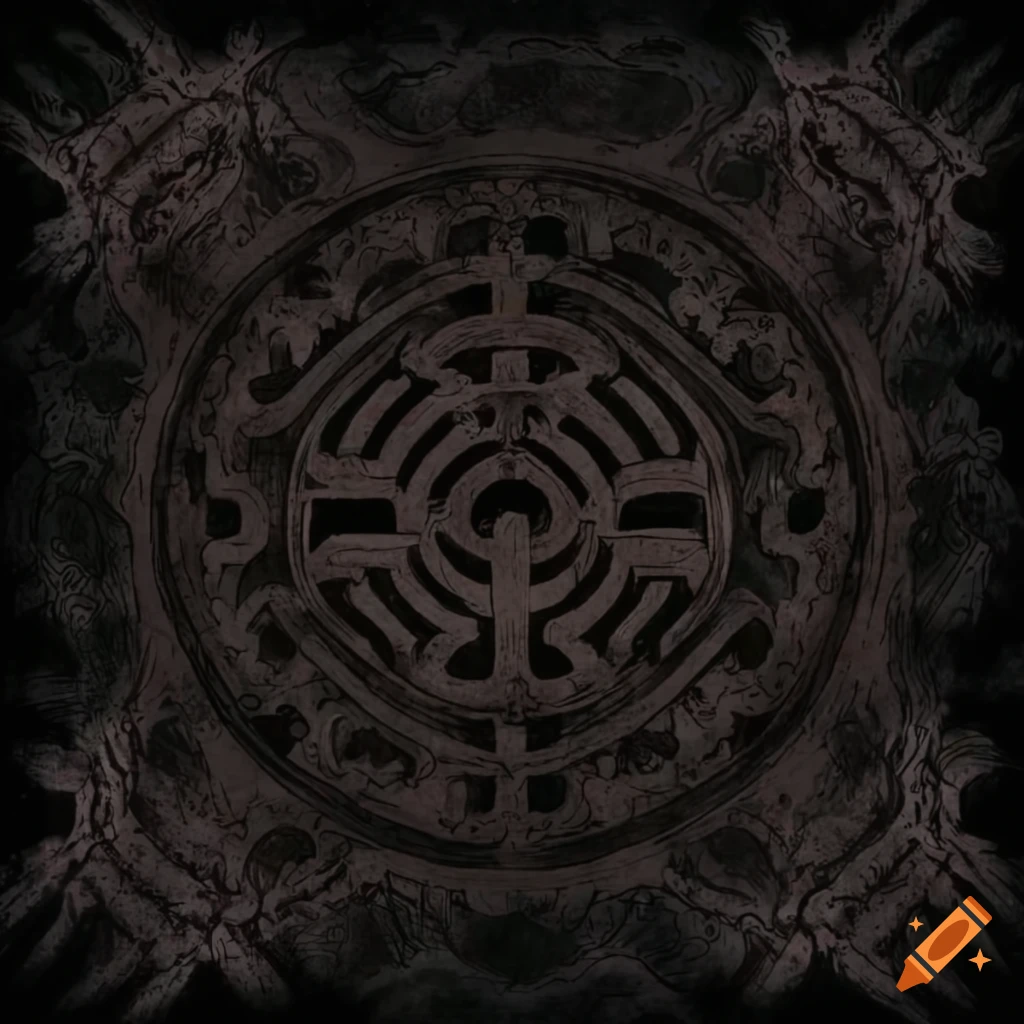Dark and mysterious labyrinth motif