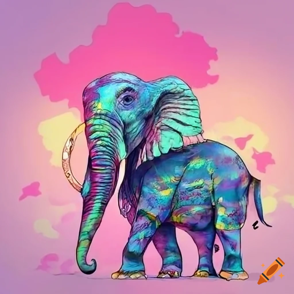 Colorful elephant interacting with others on Craiyon