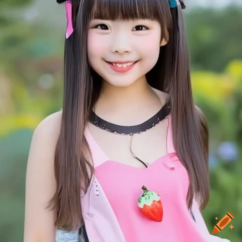12-year-old girl with cute hairstyle and fashionable outfit on Craiyon