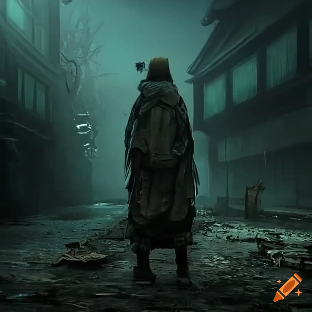 Apocalyptic wasteland landscape in japan