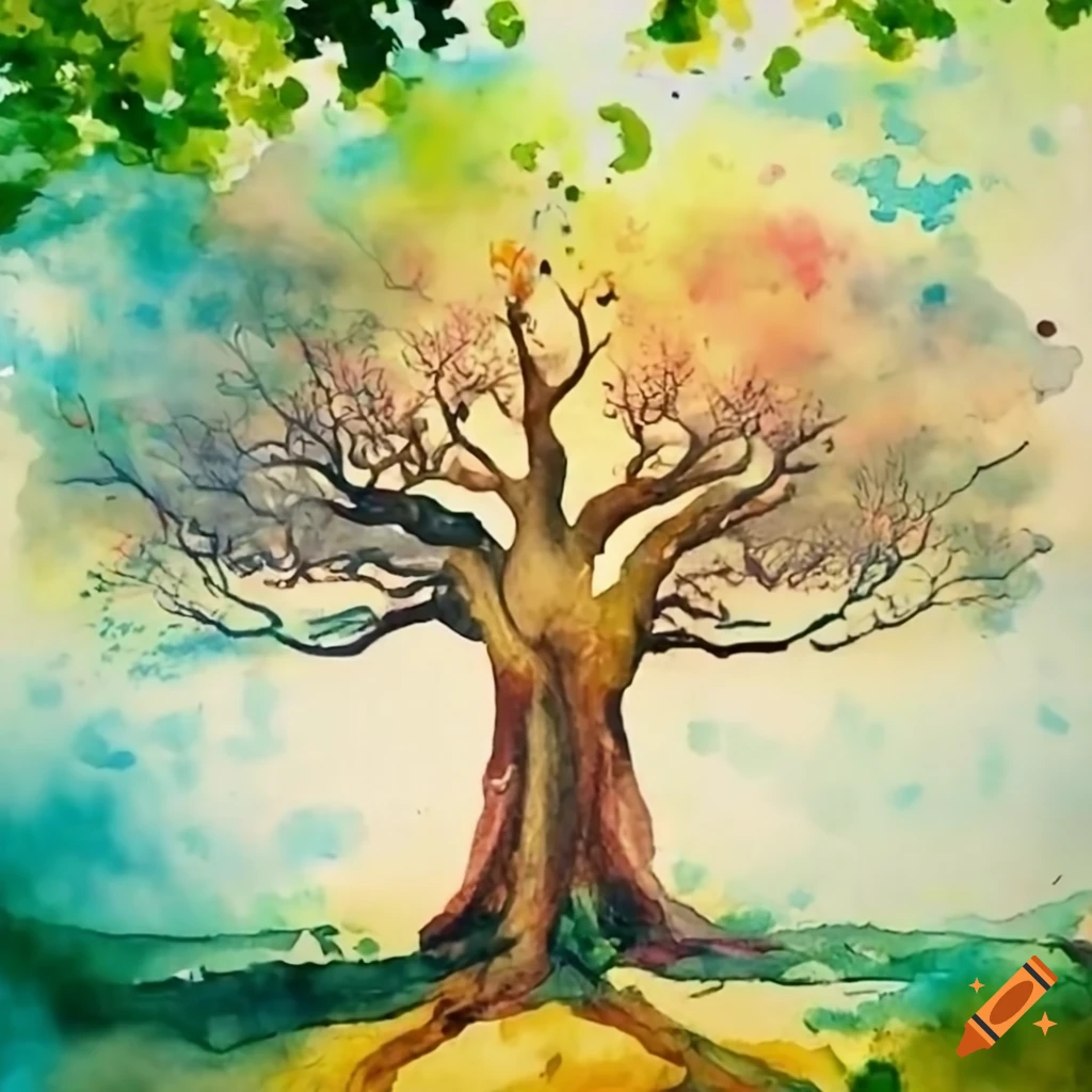 Small isolated tree with roots on Craiyon