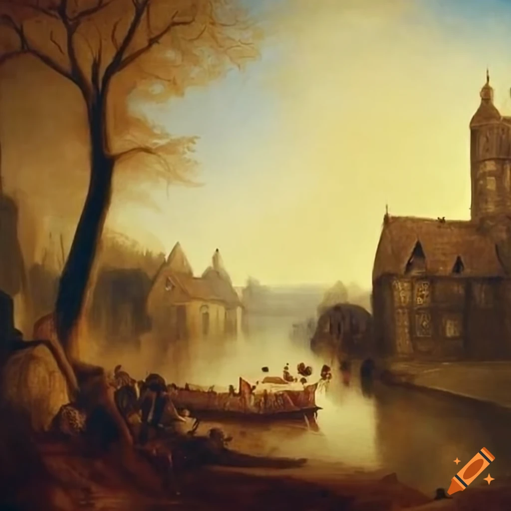 18th century village with vilhem hammershoi style architecture on Craiyon