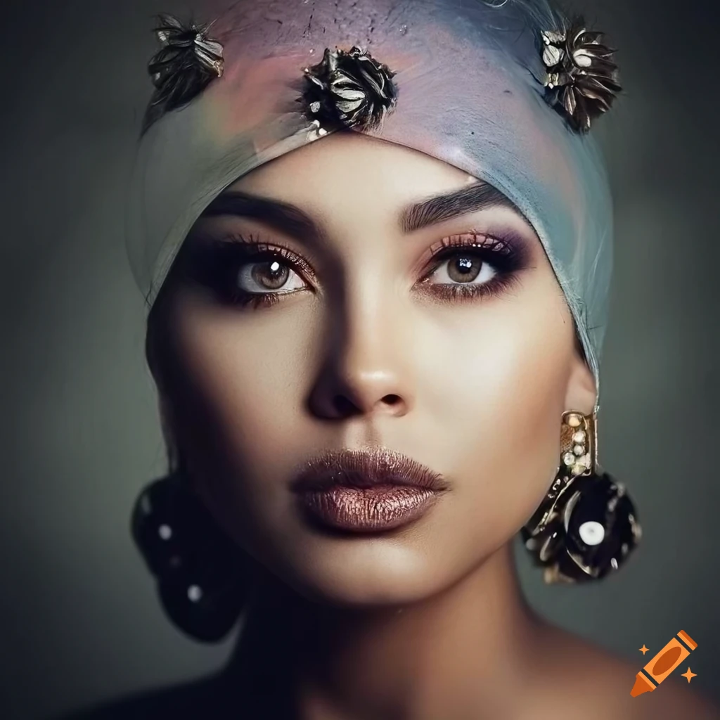 Portrait of queen rania with a nose piercing on Craiyon