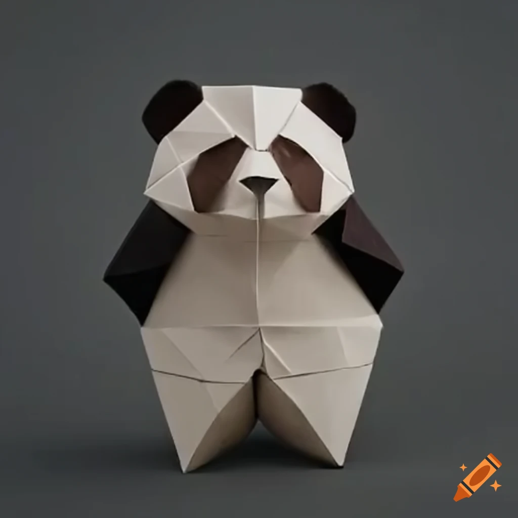 Origami panda with distinctive brown ovals under its eyes on Craiyon
