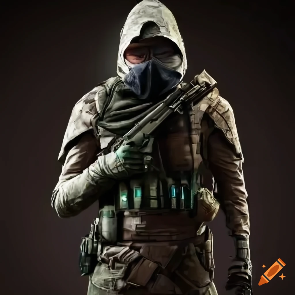 Futuristic sniper on a stealth mission in the desert on Craiyon