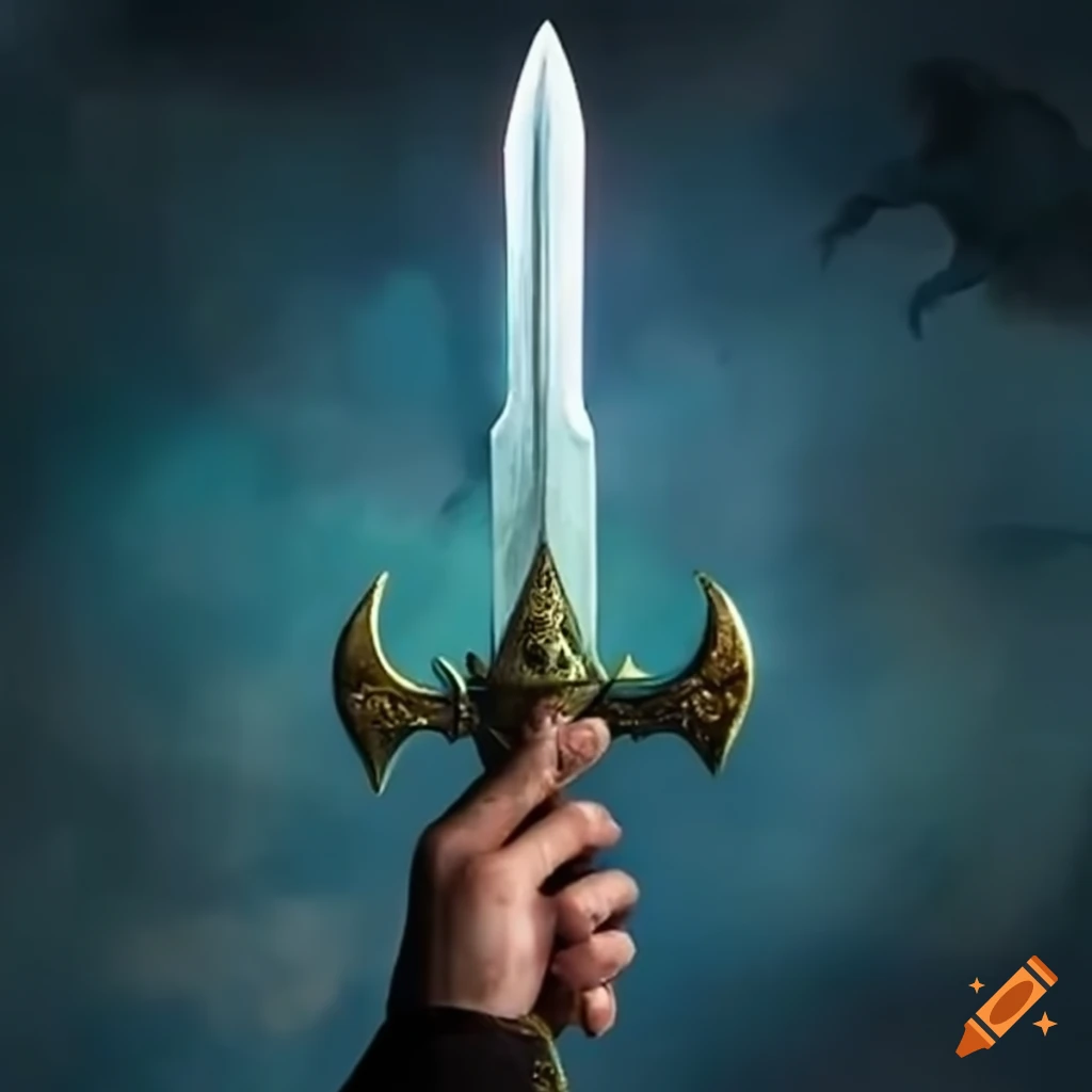 Image of a hand retrieving a sword from a stone on Craiyon