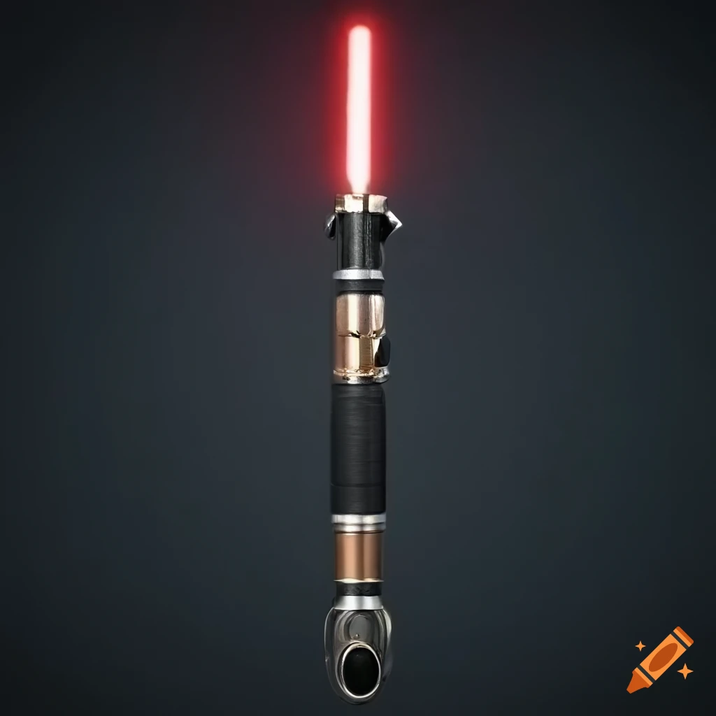 Sleek and detailed lightsaber hilt with bronze and silver accents on ...