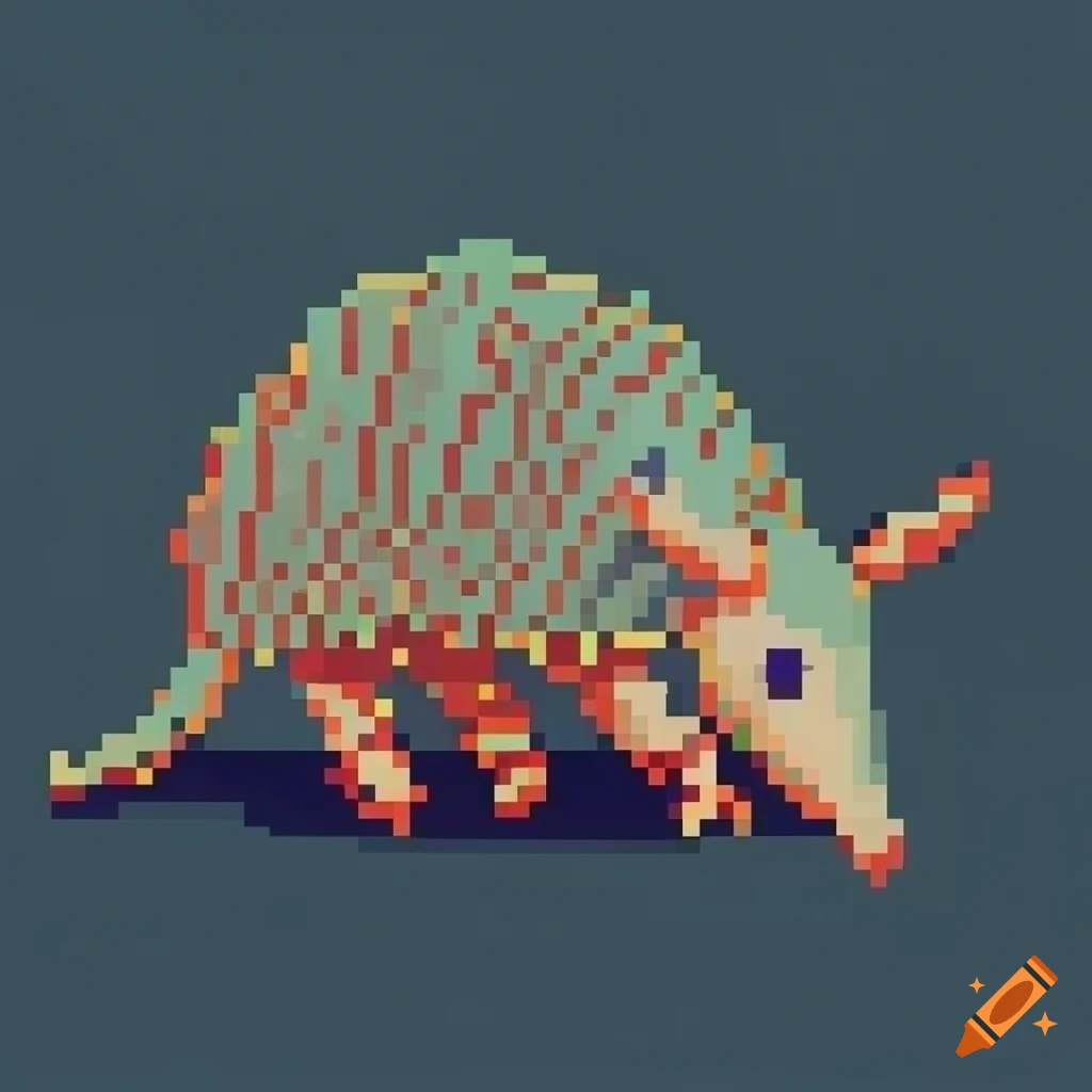 Vintage pixel art of an armadillo on Craiyon
