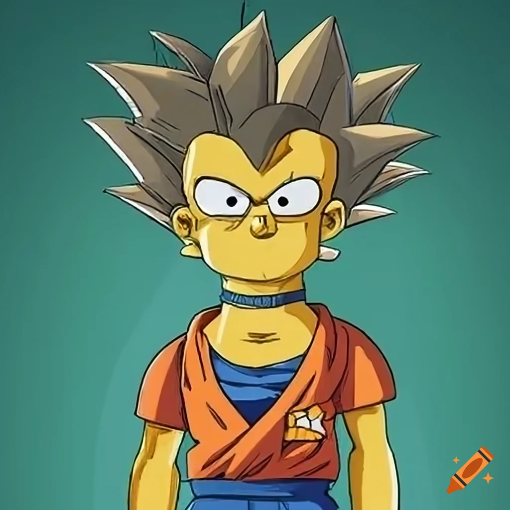 Android 17 in a simpsons-style depiction on Craiyon