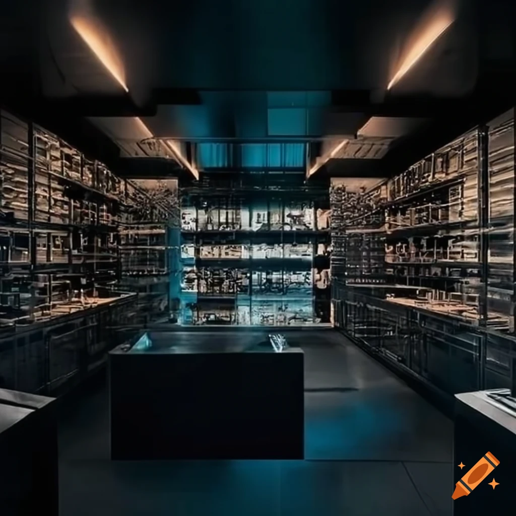 Edgy modern cannabis shop with steel factory design on Craiyon