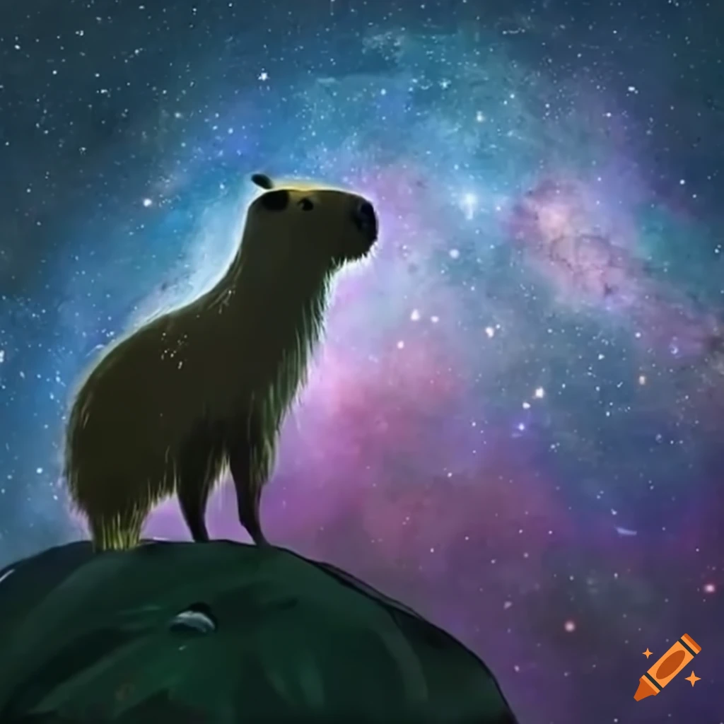 Capybara gazing at the galaxy on Craiyon