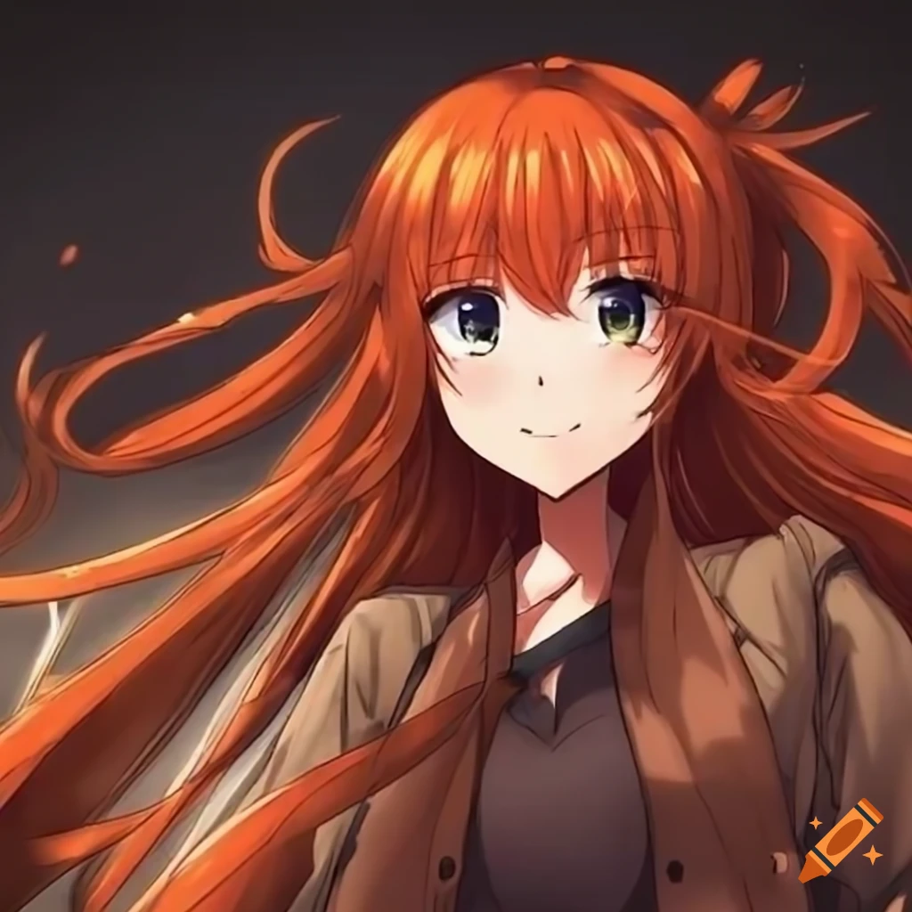 Anime Girl With Red And Orange Hair On Craiyon