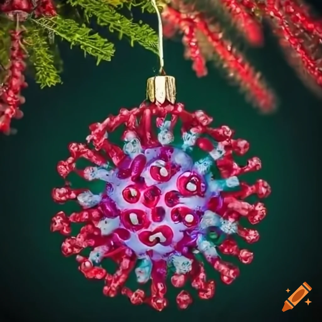 Festive SARS-CoV-2 virus tree ornament on Craiyon