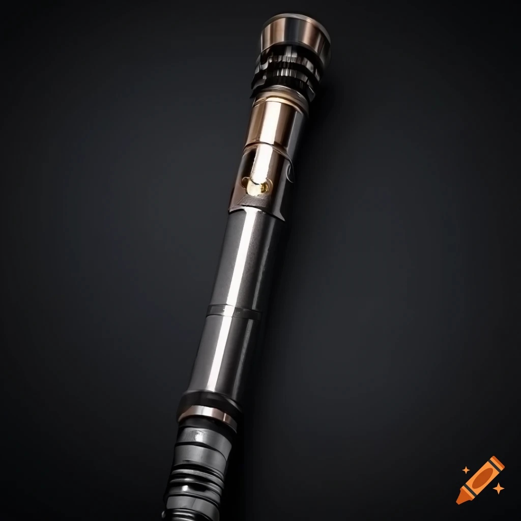 Sleek and detailed lightsaber hilt in black and bronze on Craiyon