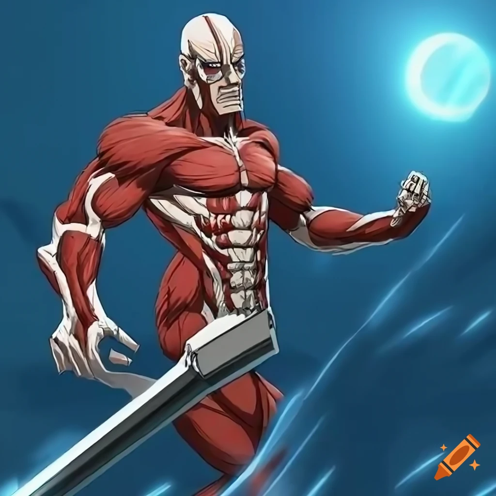 Colossal titan illustration in anime style on Craiyon