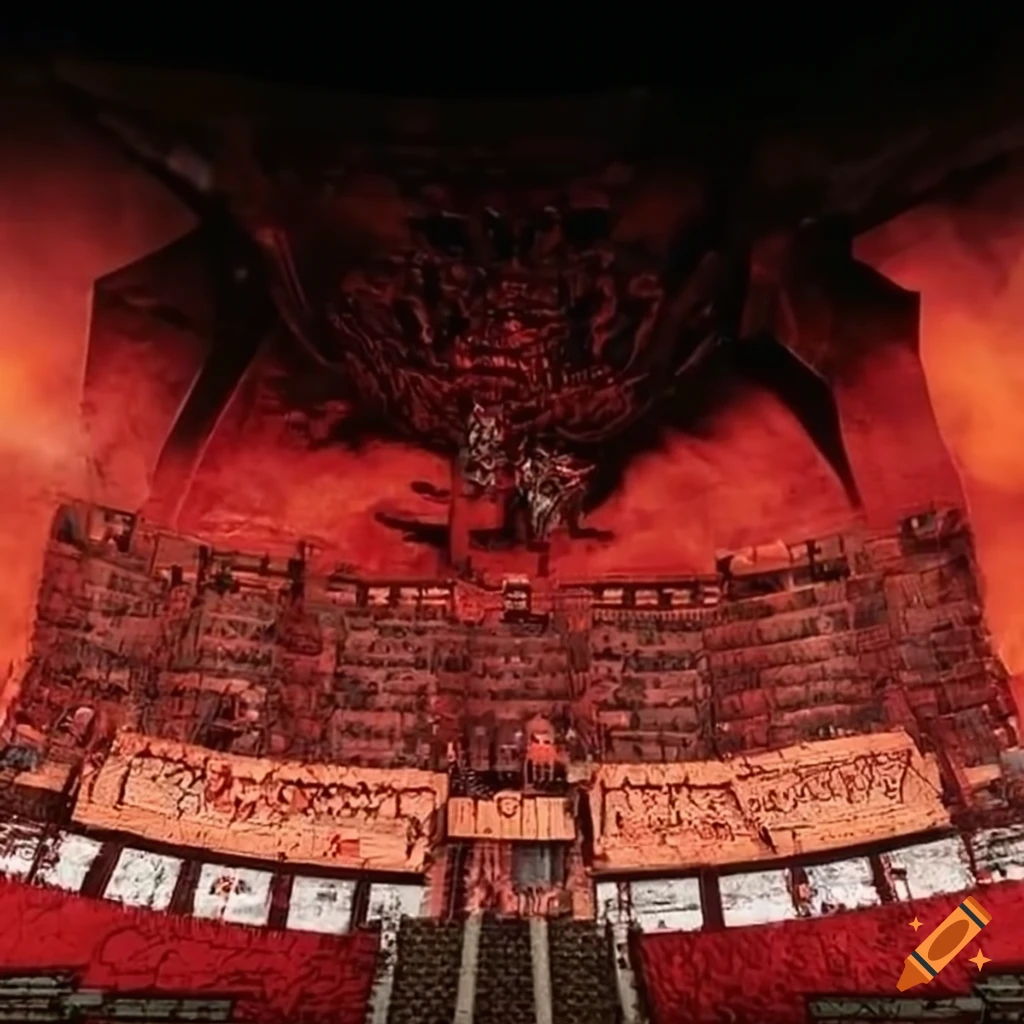 Battle-top stadium inspired by hell