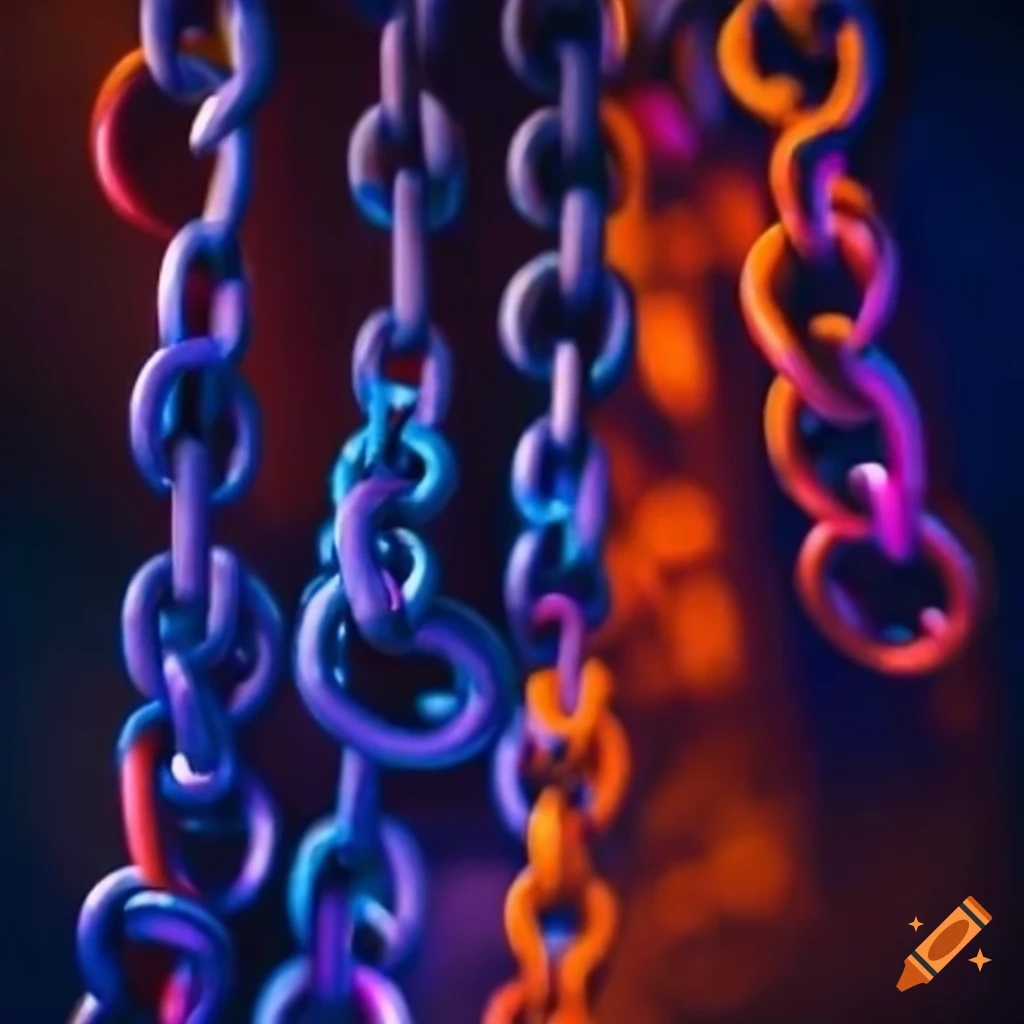 Colorful chains with vibrant shades and shadows on Craiyon