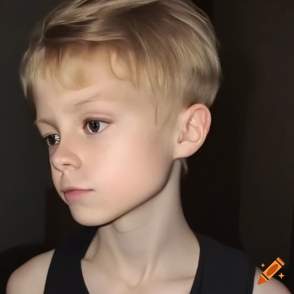 Portrait of a pale and skinny 9-year-old boy on Craiyon
