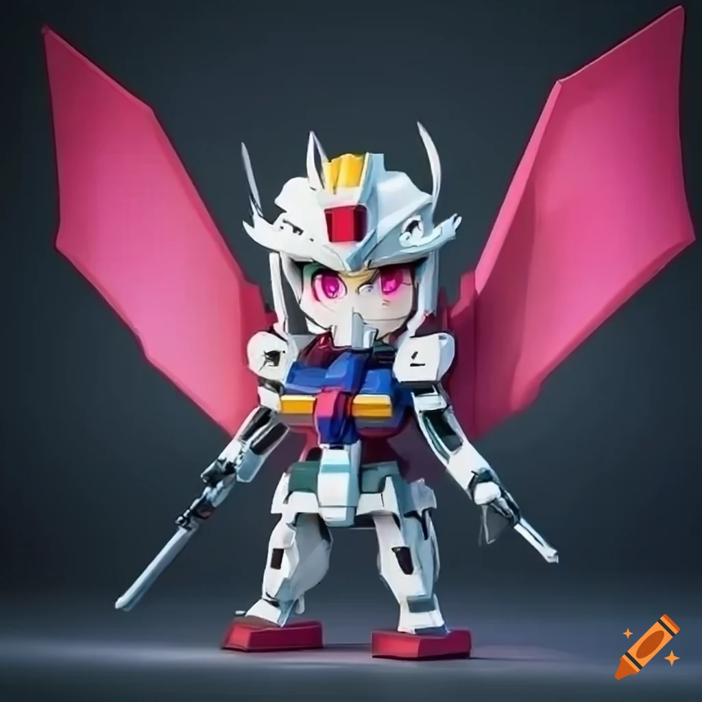 Cute anime girl robot with bat wings and forked tail on Craiyon