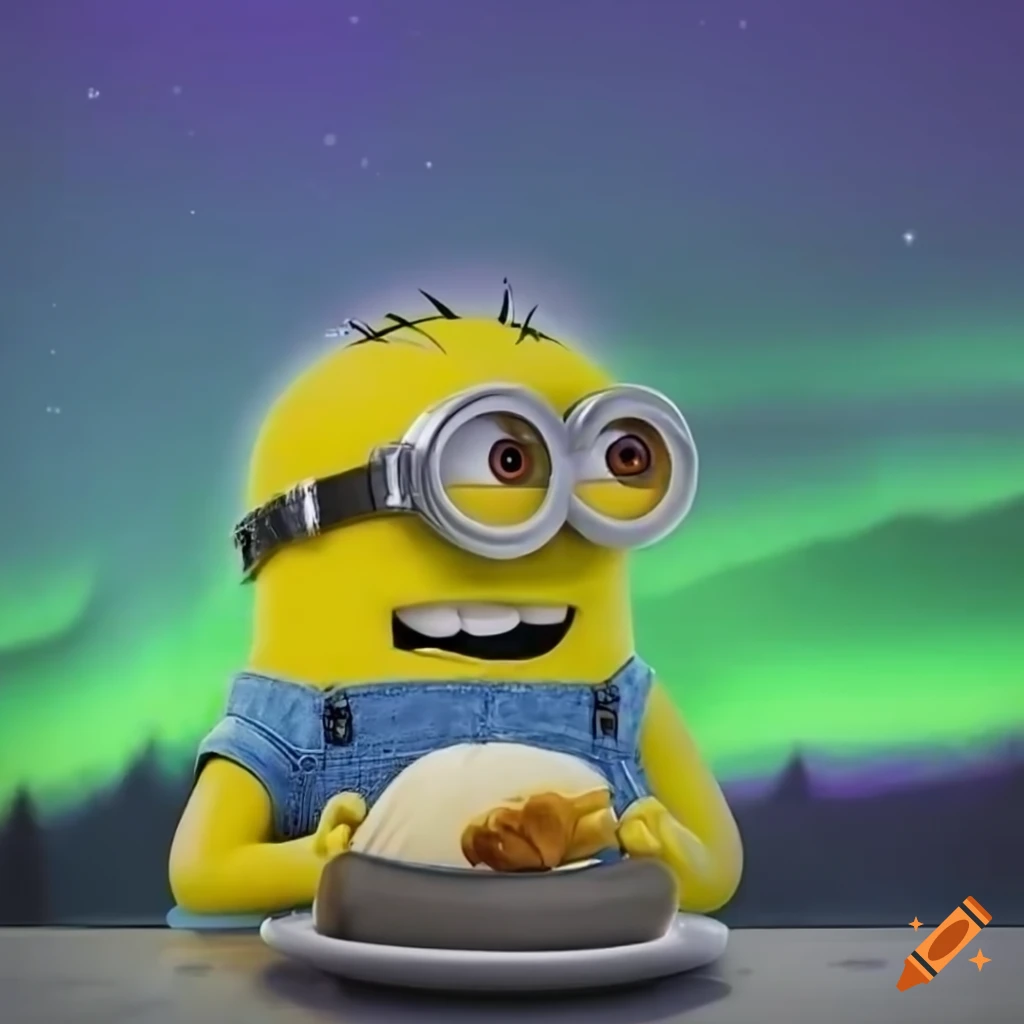 Minions and simpsons enjoying steamed buns in the kitchen on Craiyon