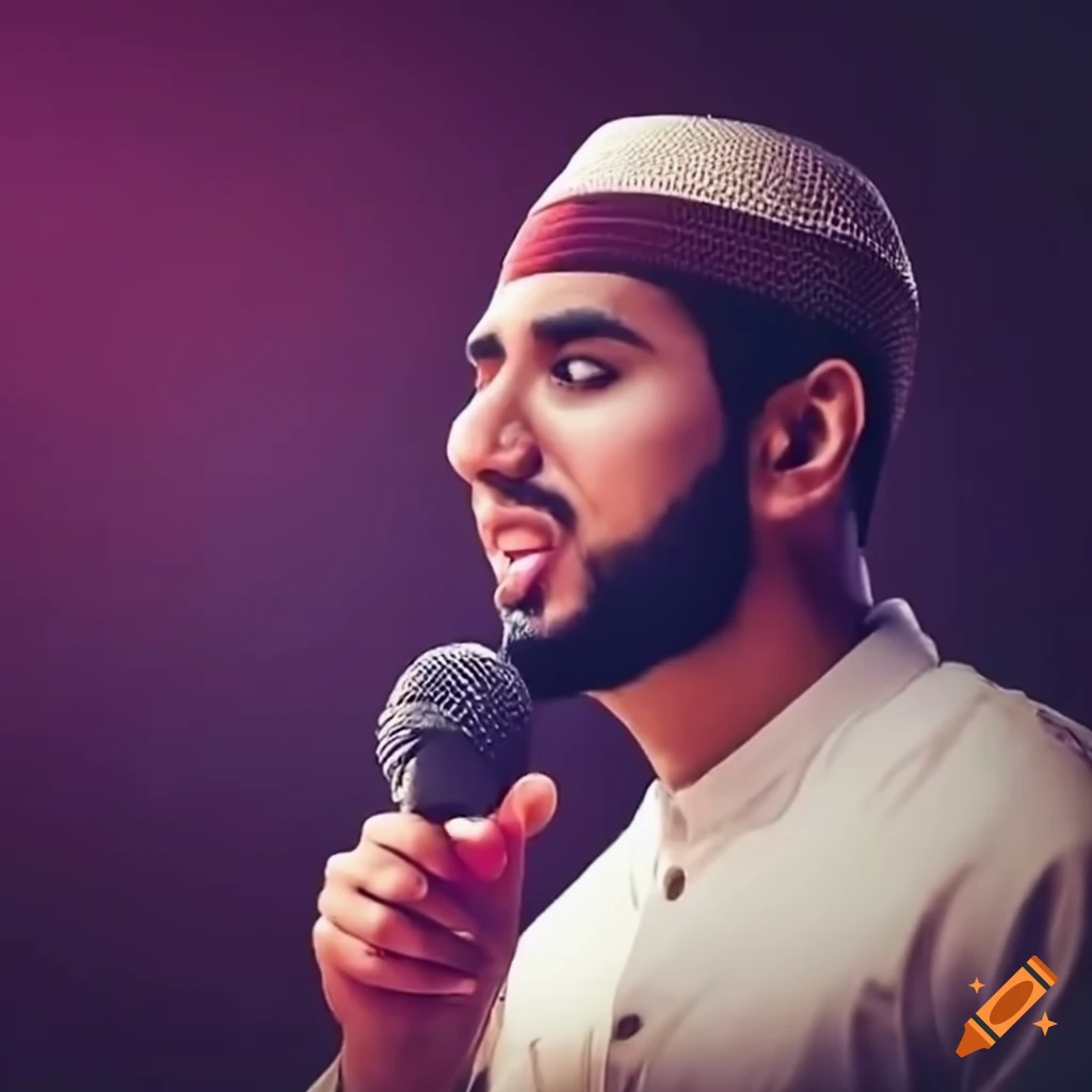 Muslim man performing hip-hop on stage