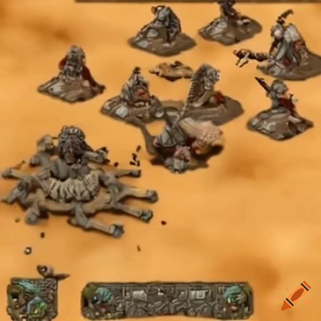 Screenshot of a rts game with cavemen and vehicles on Craiyon