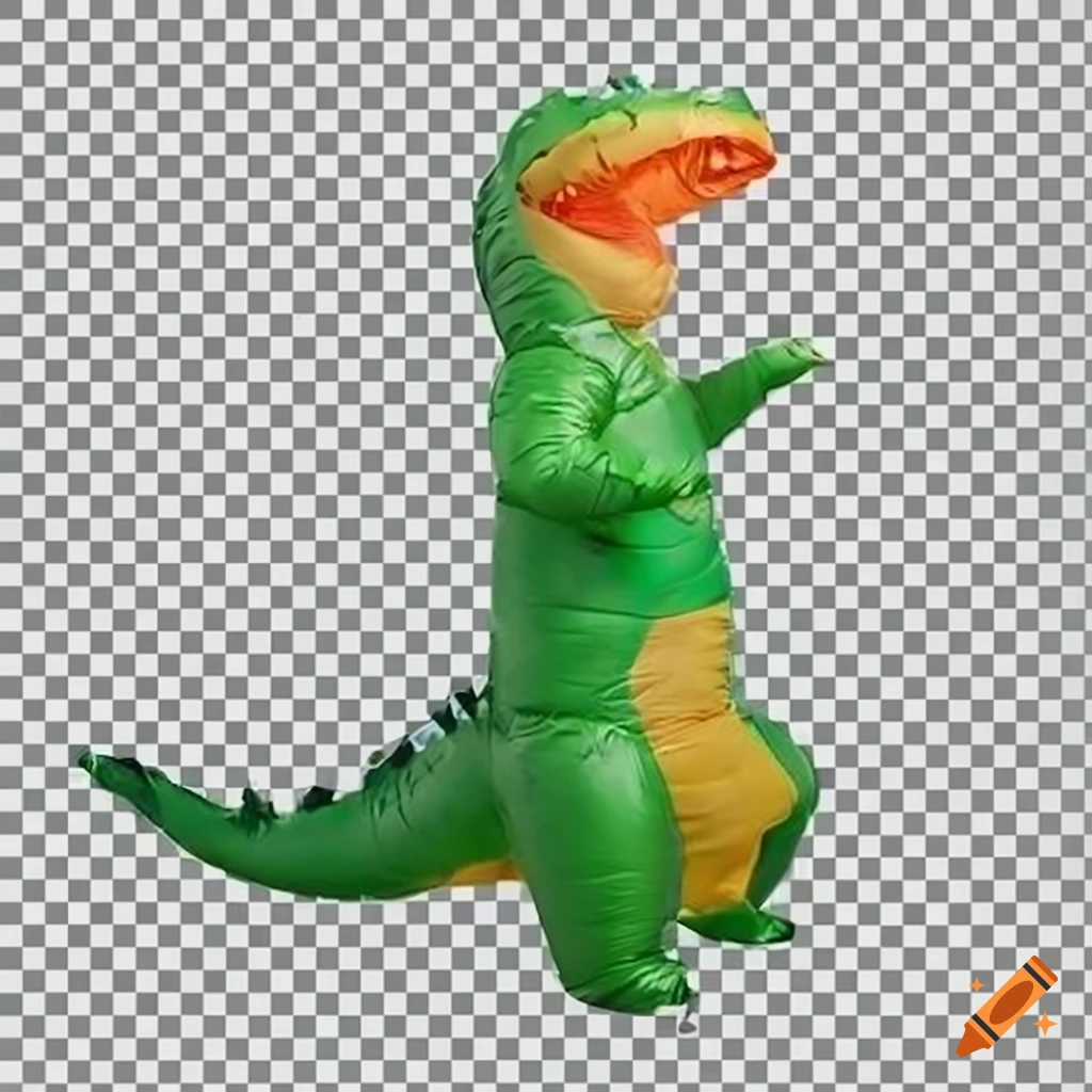 Side view of a child in inflatable lizard costume on Craiyon