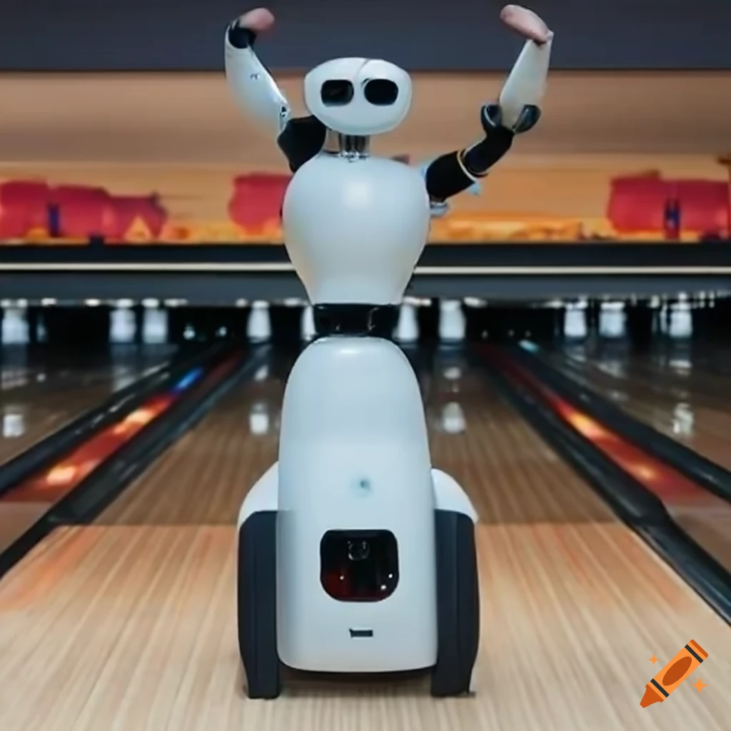 A robotic bowler in action on Craiyon