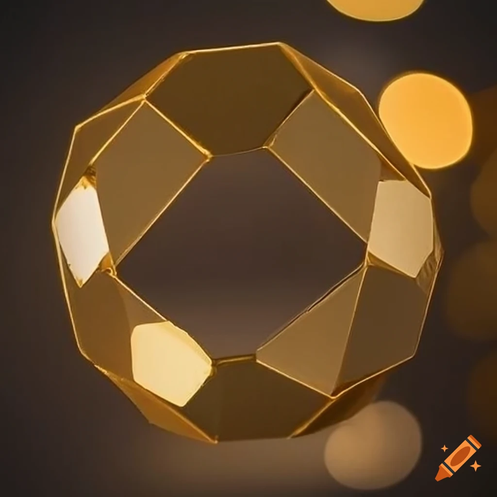 Golden polyhedron sculpture on Craiyon