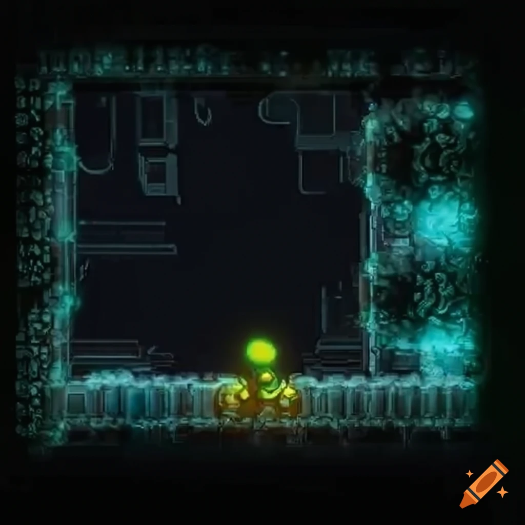 Frozen bubble tiles in a metroid-like platform game on Craiyon
