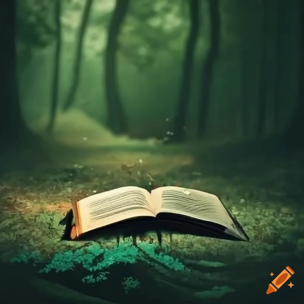 Person writing a book in the deep forest