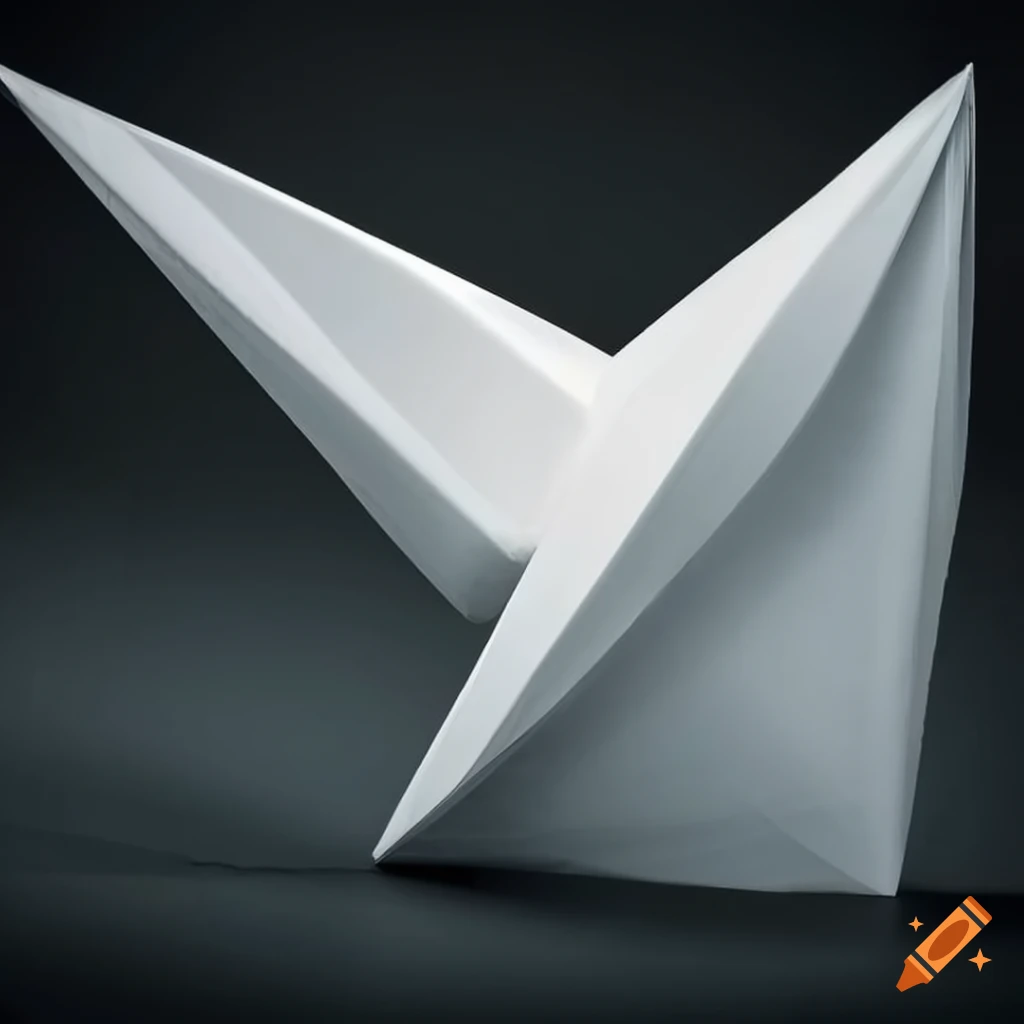 Complex white origami structure on white background on Craiyon