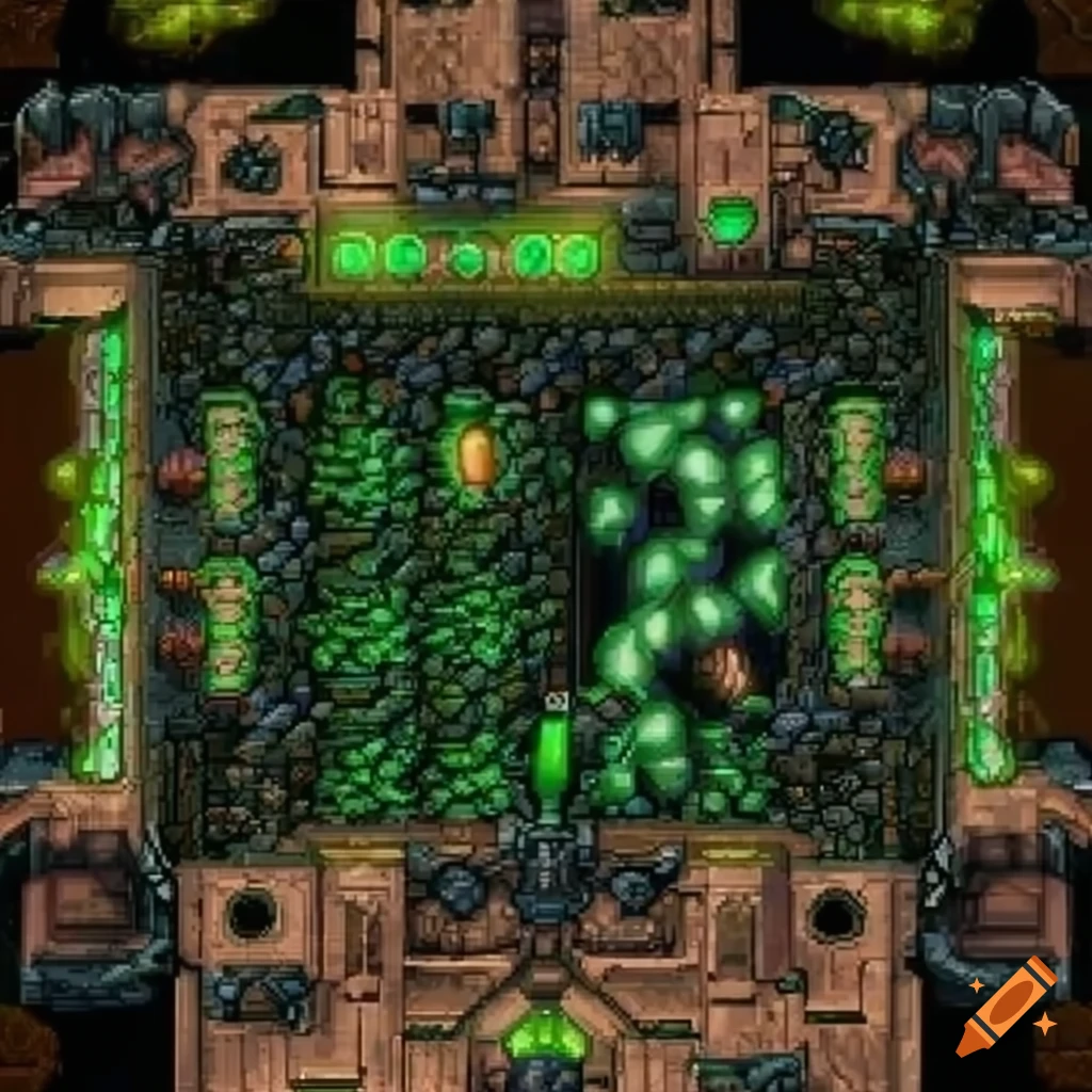 Tiles for a frosty and slimy 2d platform game on Craiyon