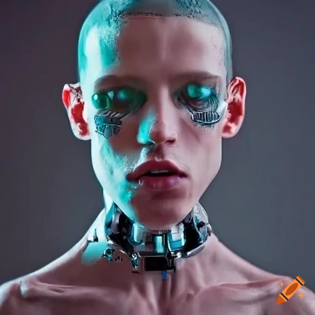 Image of a male cyborg with geiger counter face on Craiyon