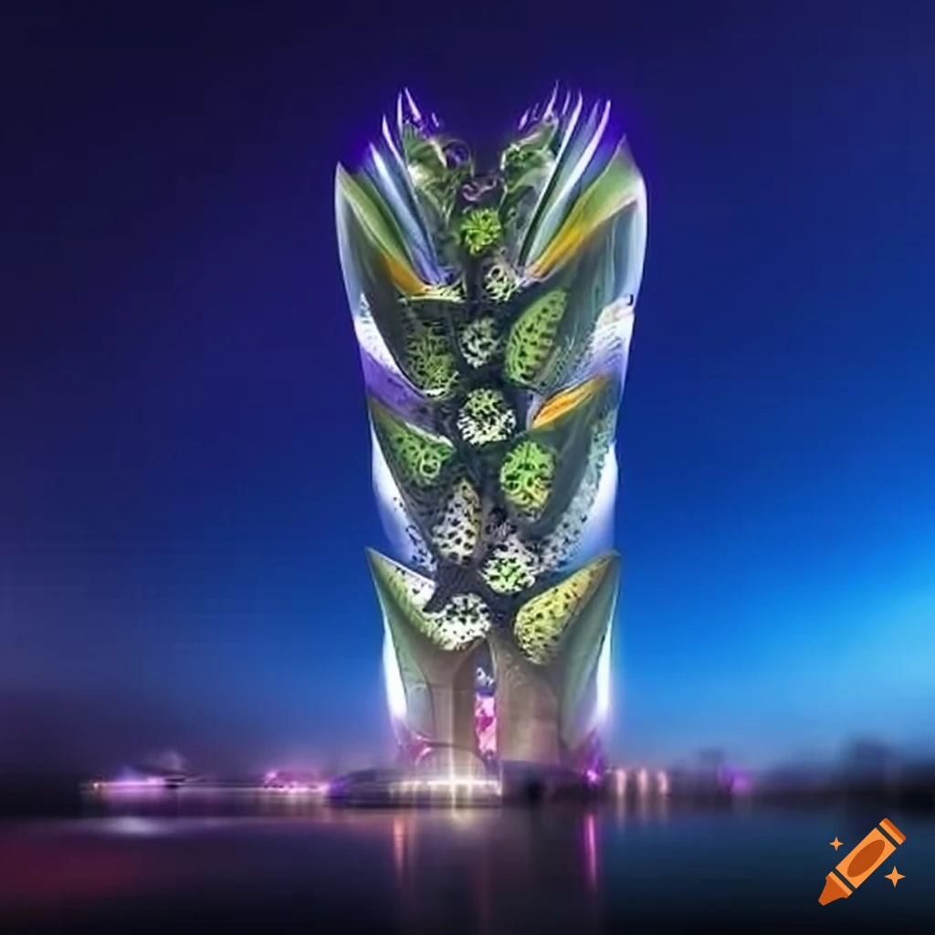 Futuristic tower inspired by flowers