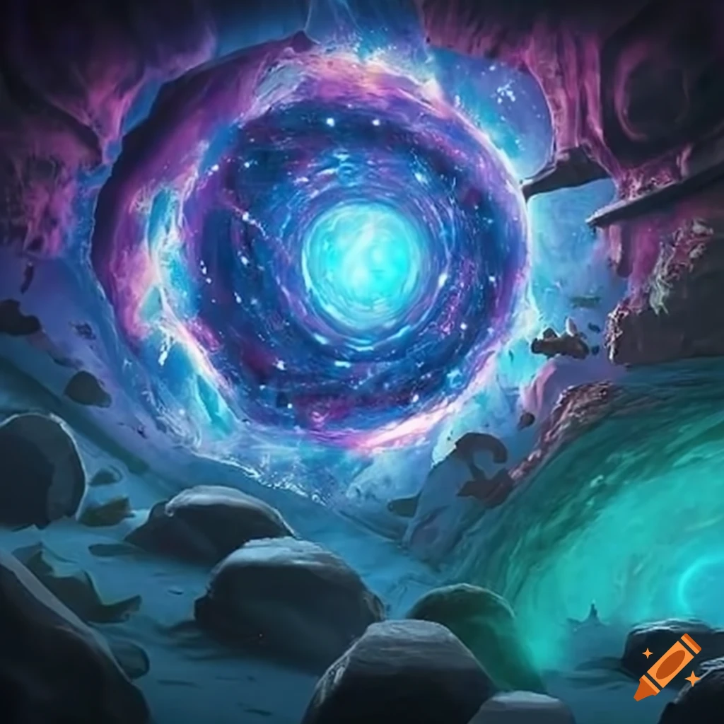 Image of a cosmic cave under a magic portal