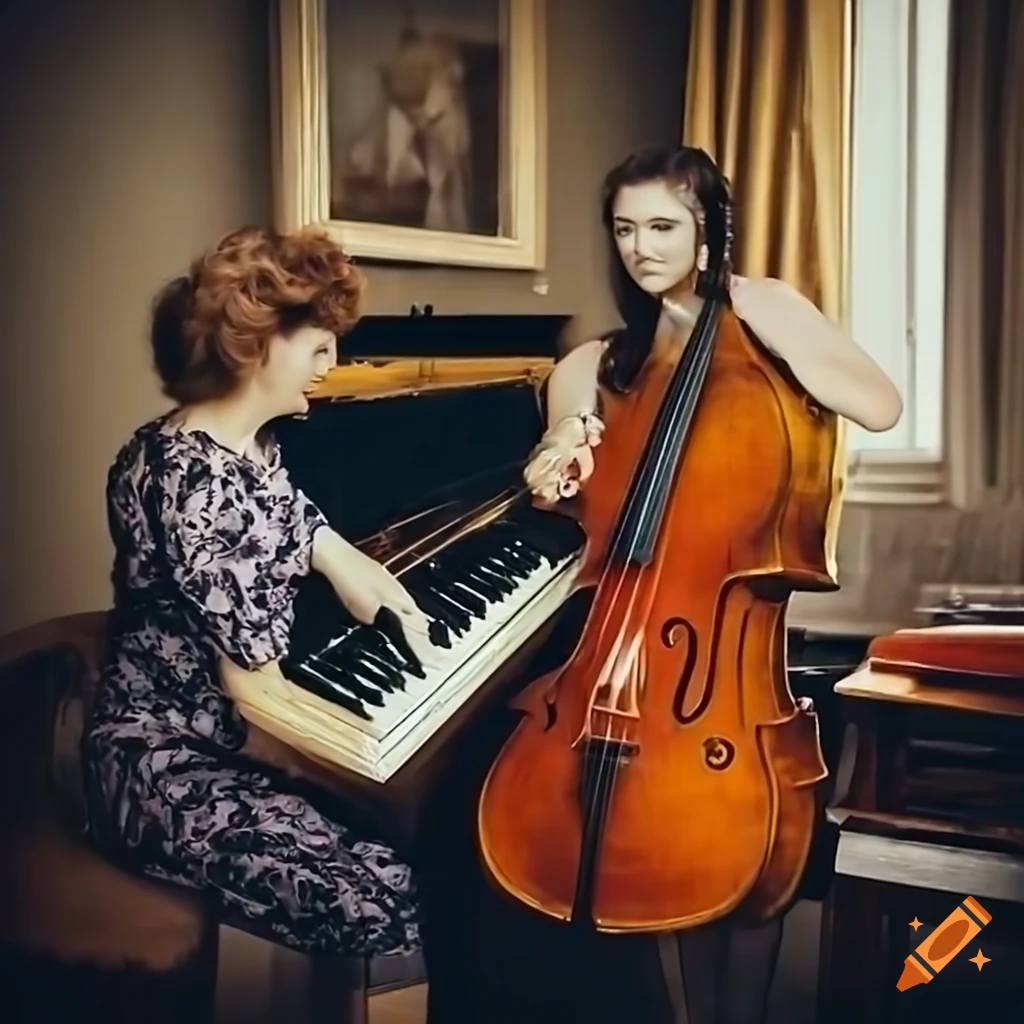 Musicians playing piano and cello studying beethoven